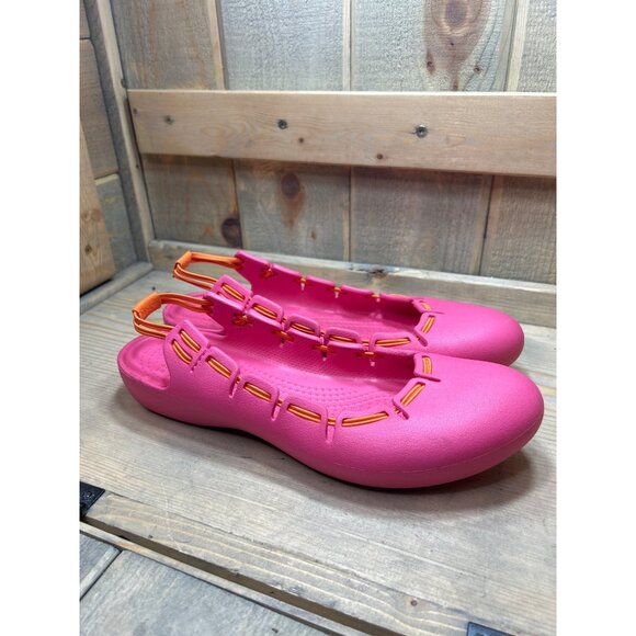 CROCS | Shoes | Us1 Crocs Springi Slingback Pink Orange Ballet Flats ...